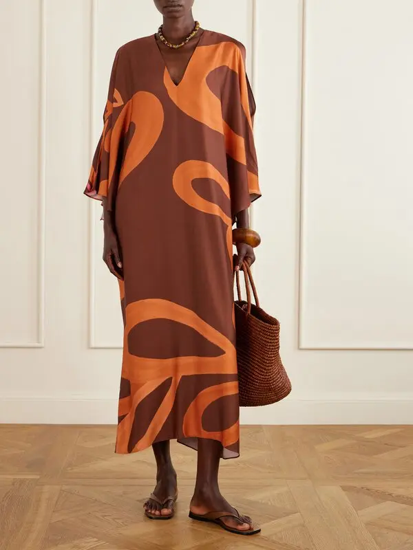 Themis Z Amalthea Printed Satin Kaftan