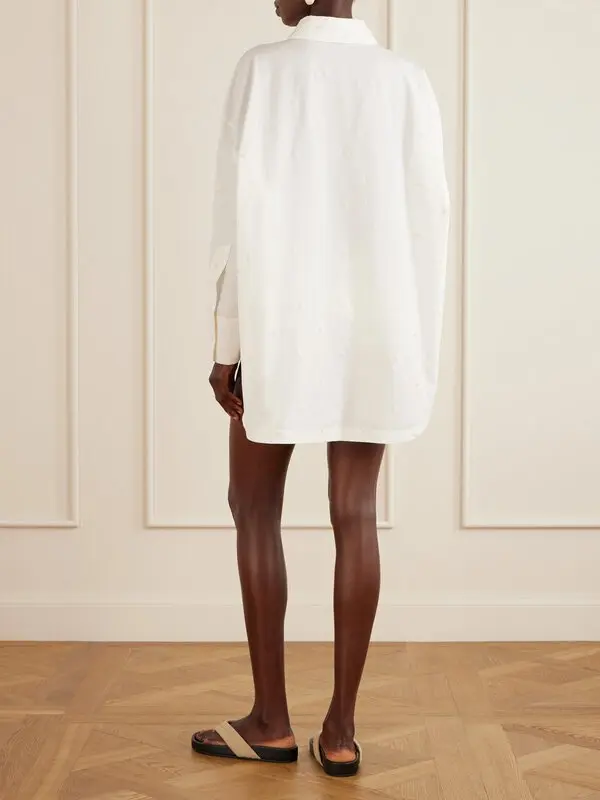 Attico Asymmetric Embroidered Cotton-blend Shirt