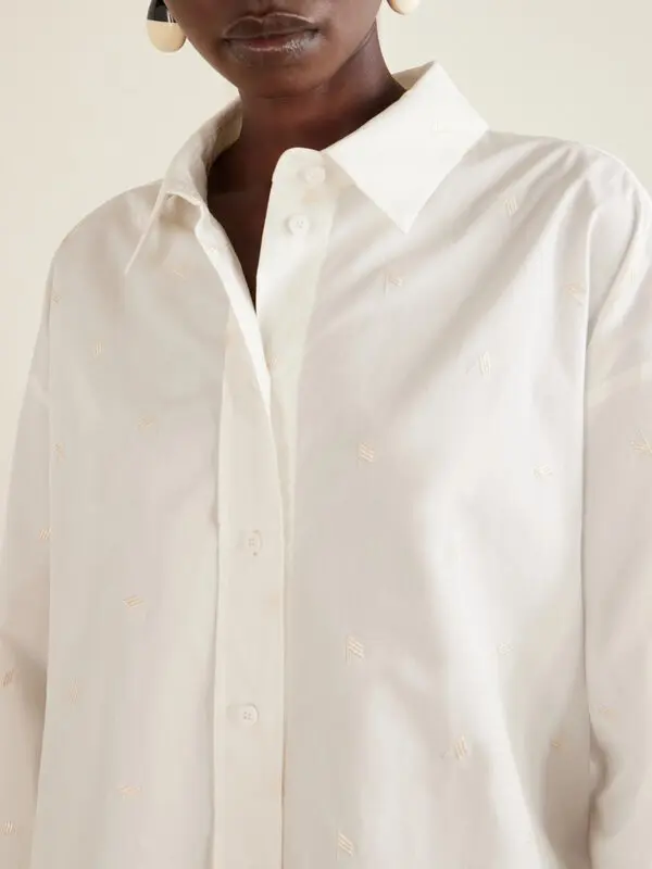 Attico Asymmetric Embroidered Cotton-blend Shirt