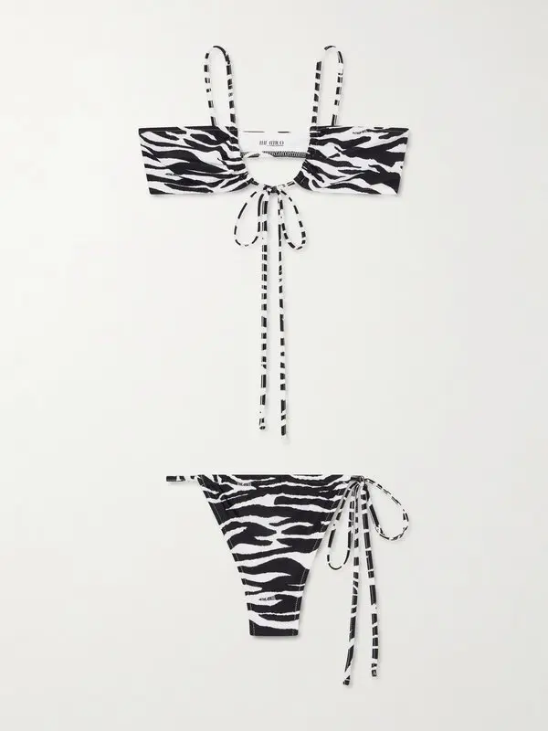 Attico Zebra-print Bikini - Black