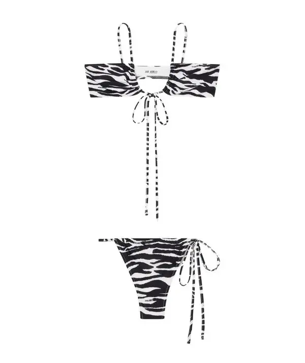 Attico Zebra-print Bikini - Black