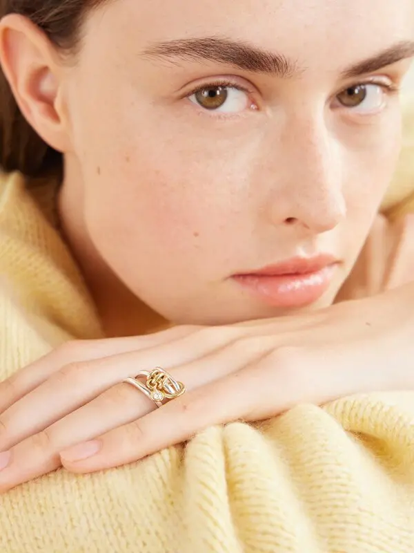 SPINELLI KILCOLLIN Piera" Set Of Three 18k Gold, Sterling And Diamond Rings