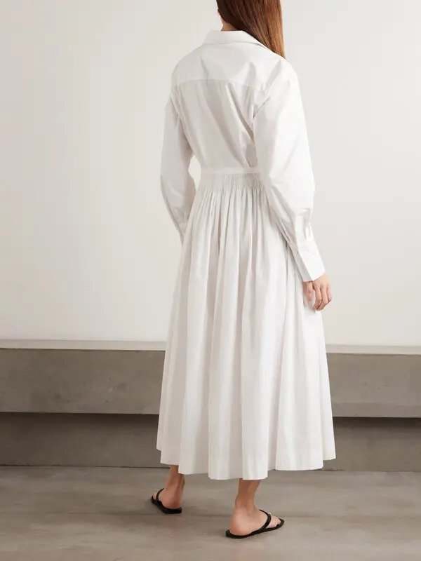 JOSEPH Kathe Gathered Cotton-poplin Midi Dress