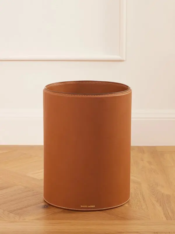 Ralph Lauren Brennan Leather Waste Bin - Brown