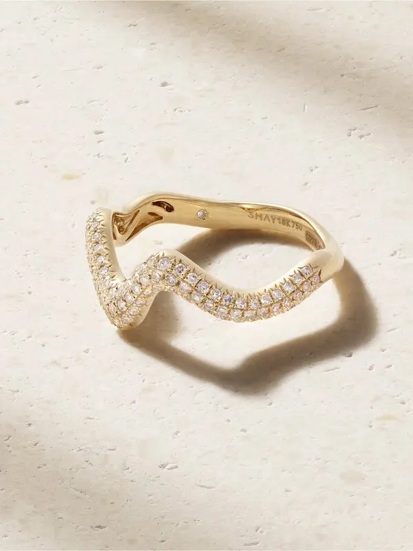 Shay 18-karat Diamond Wave Ring - Gold