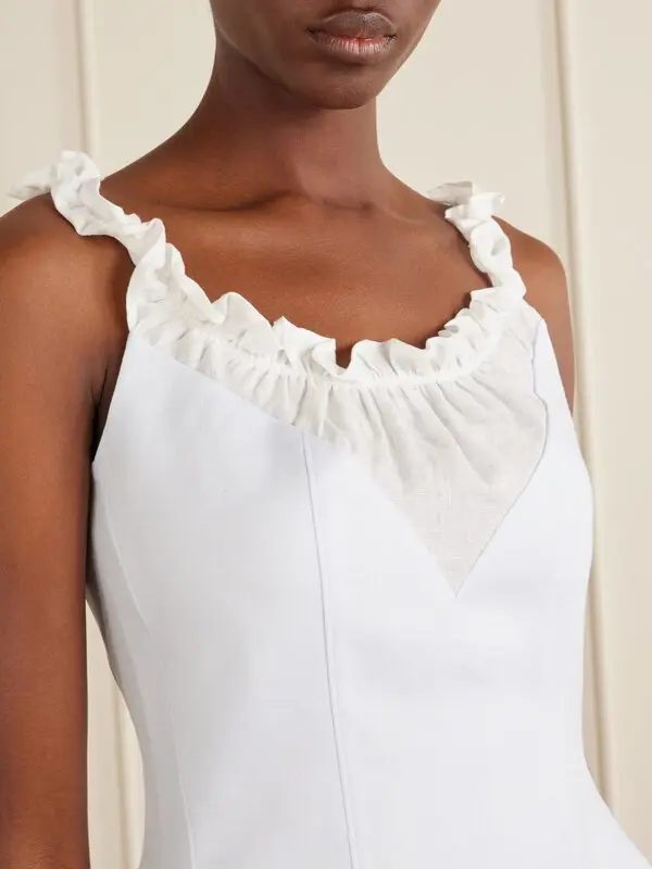 SHUSHU/TONG Gathered Paneled Linen Mini Dress