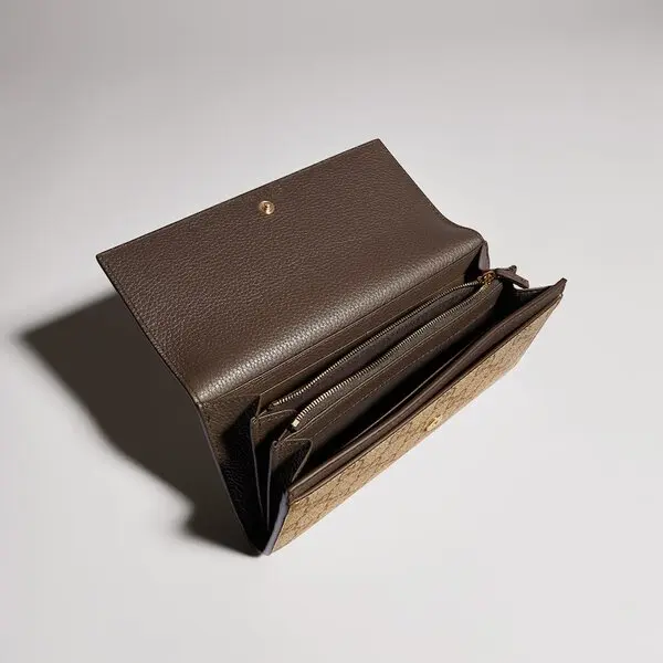 Gucci Bi-color Gg Marmont Continental Wallet Leather - Brown