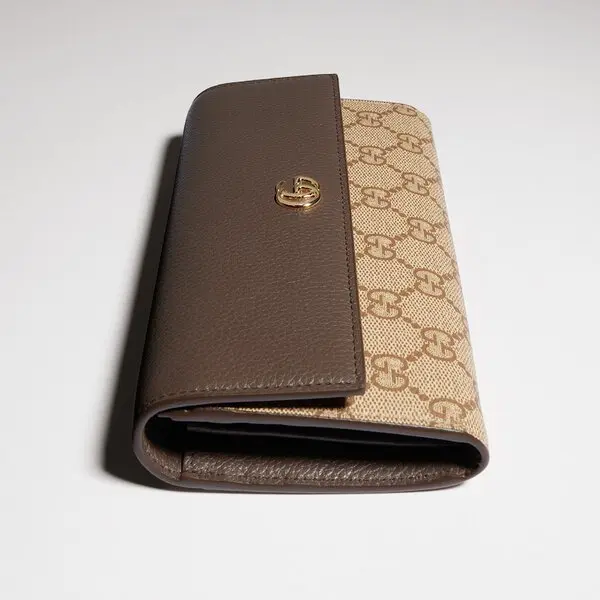 Gucci Bi-color Gg Marmont Continental Wallet Leather - Brown