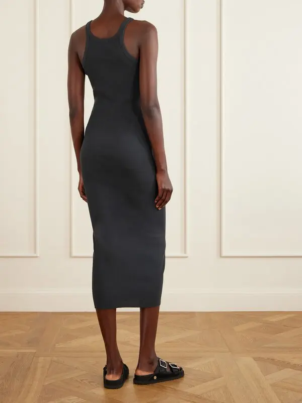 JAMES PERSE Ribbed Cotton Midi Dress