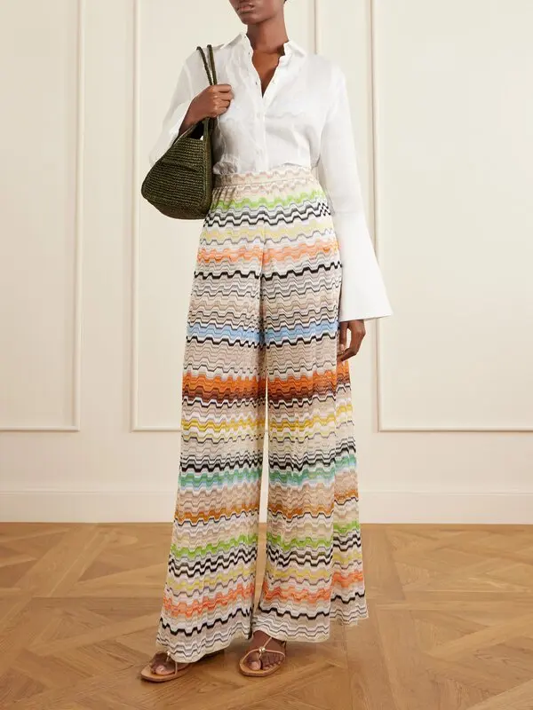 Missoni Striped Crochet-knit Wide-leg Pants