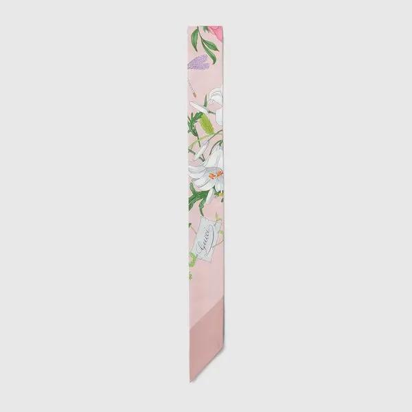 Gucci Printed Silk Twill Ribbon - Pink
