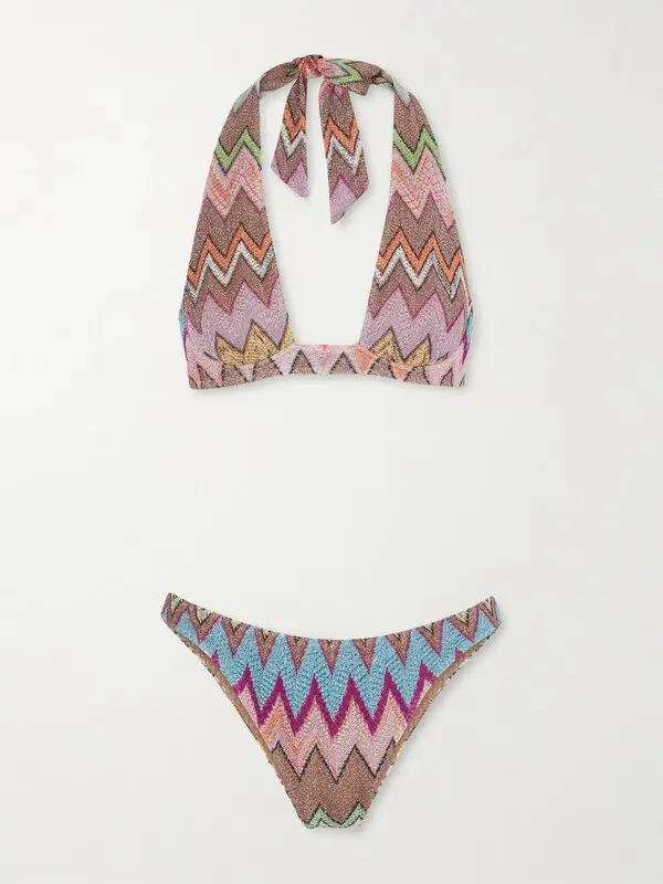 Missoni Striped Metallic Crochet-knit Bikini - Multi