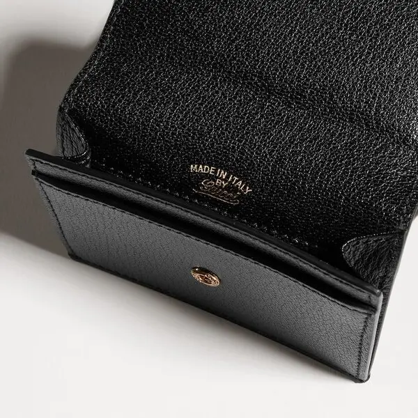 Gucci Card Case With Bamboo Leather - Black