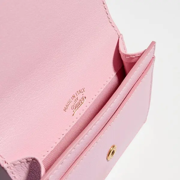 Gucci Card Case With Bamboo Leather - Pink