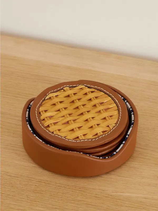 Ralph Lauren Bailey Woven Coasters Set Of Four - Brown