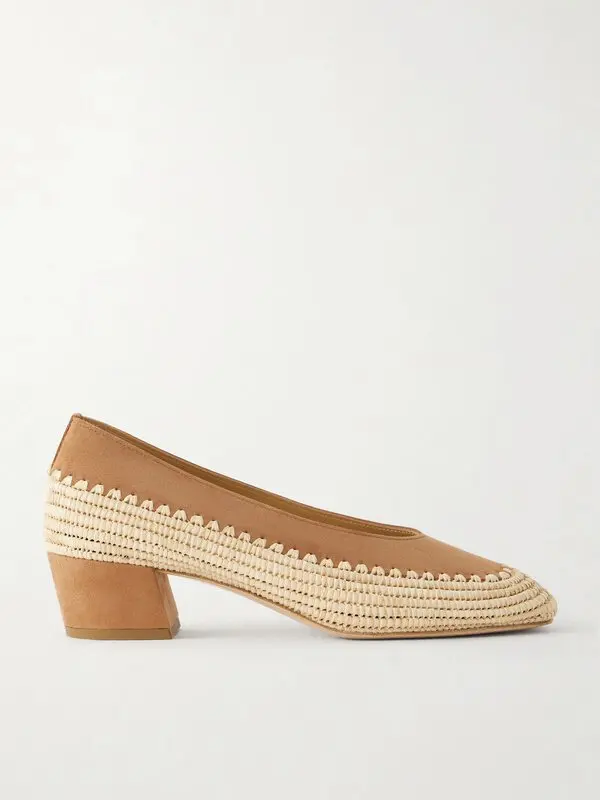 Gabriela Hearst Strength Raffia And Suede Pumps - Brown
