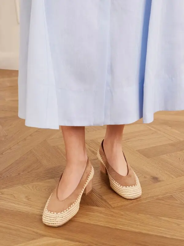 Gabriela Hearst Strength Raffia And Suede Pumps - Brown