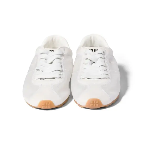 Miu Miu Plume Mesh Fabric Sneakers - White