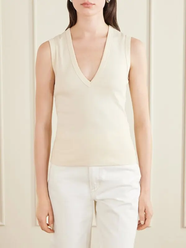 FLORE FLORE Dewi Organic Cotton V-neck Tank - Neutrals
