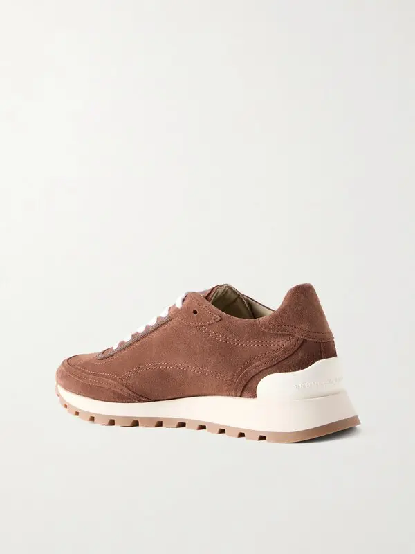 Brunello Cucinelli Suede Bead-embellished Lace-up Sneakers
