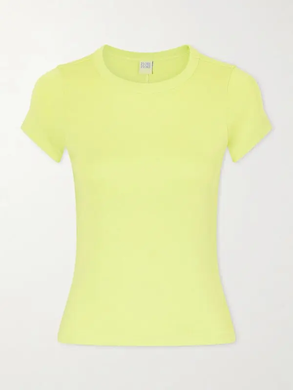 FLORE FLORE Ribbed Organic Cotton-jersey Baby Tee - Yellow