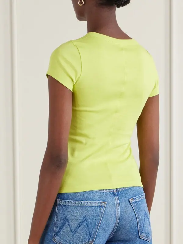 FLORE FLORE Ribbed Organic Cotton-jersey Baby Tee - Yellow