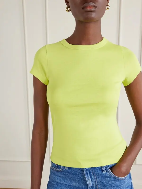 FLORE FLORE Ribbed Organic Cotton-jersey Baby Tee - Yellow