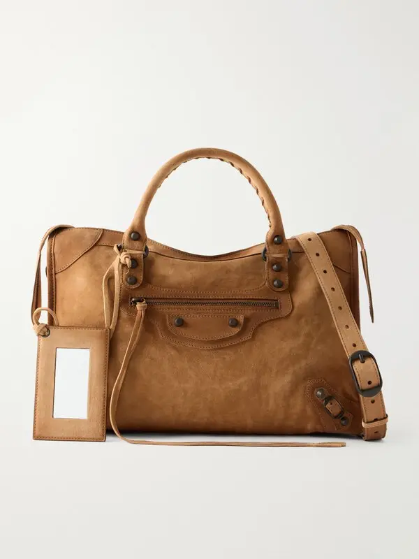 Balenciaga Le City Medium Suede Shoulder Bag - Brown