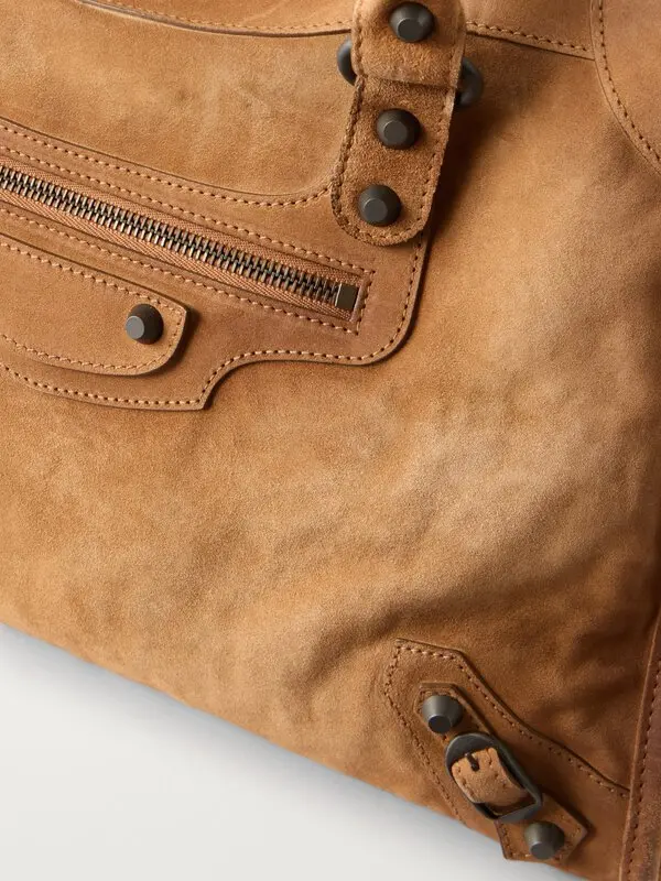 Balenciaga Le City Medium Suede Shoulder Bag - Brown