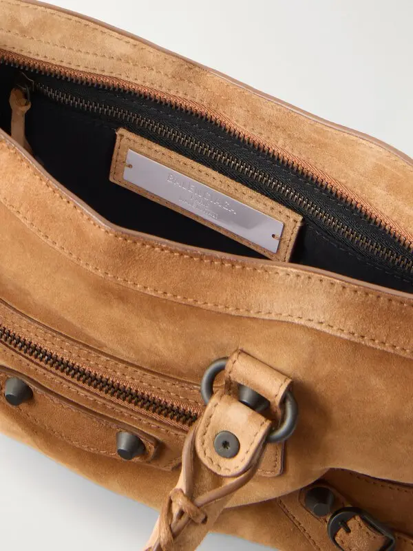 Balenciaga Le City Medium Suede Shoulder Bag - Brown