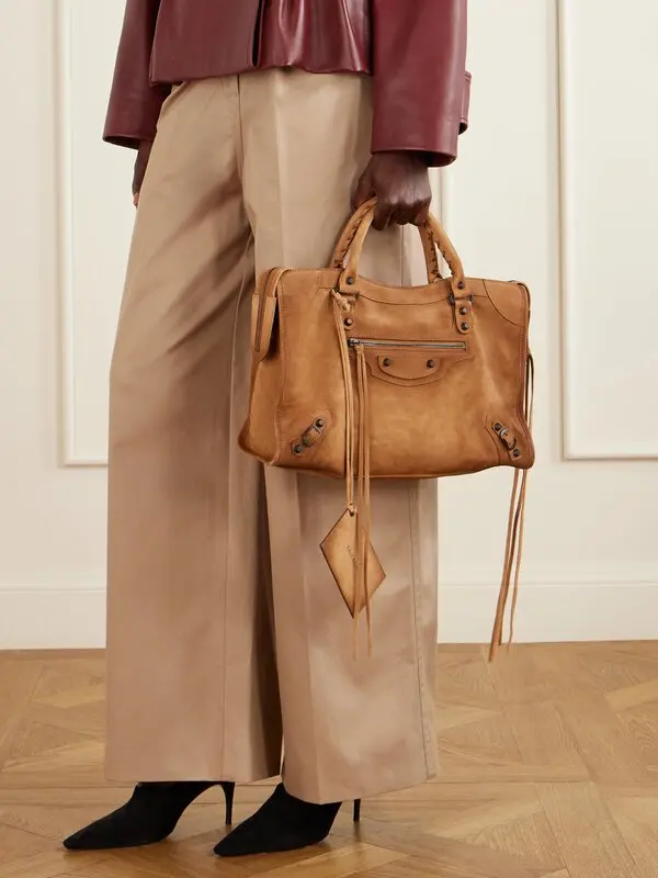 Balenciaga Le City Medium Suede Shoulder Bag - Brown
