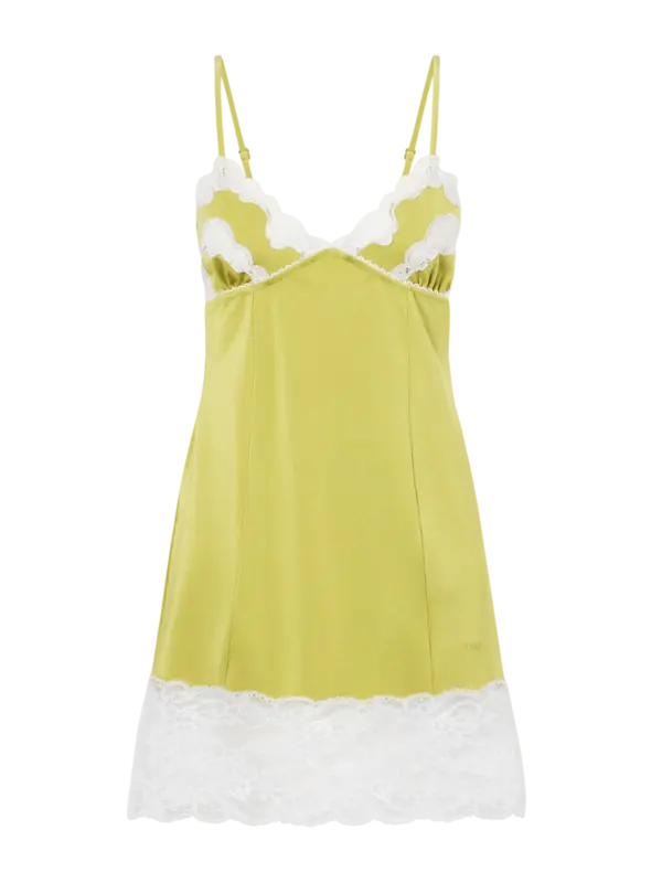 Chloé Lace-trimmed Satin Mini Dress - Yellow