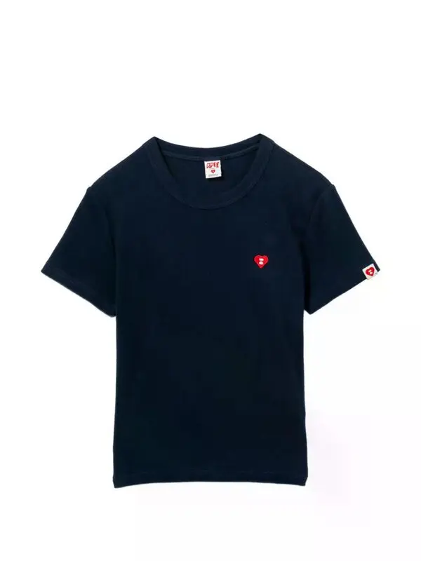 AAPE BY *A BATHING APE Apee™ A Bathing Ape® Heart Logo Patch Crewneck T-shirt - Blue