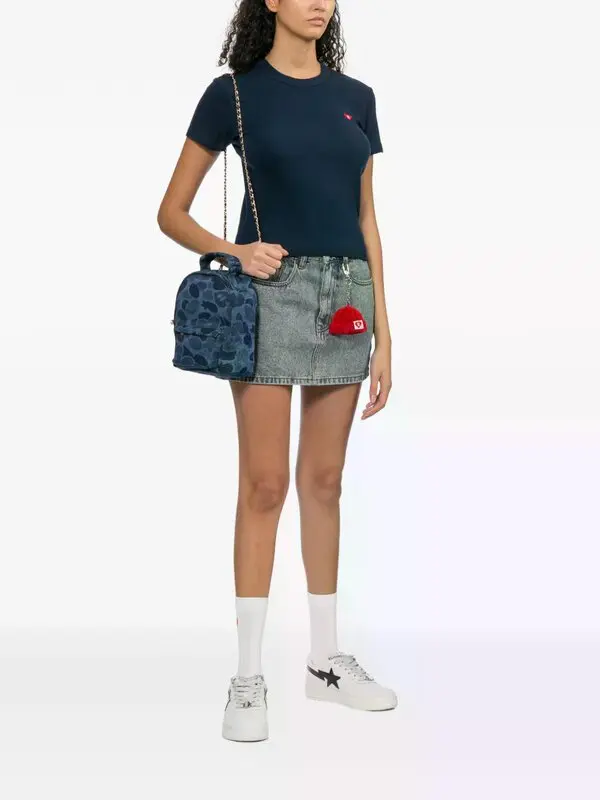 AAPE BY *A BATHING APE Apee™ A Bathing Ape® Heart Logo Patch Crewneck T-shirt - Blue