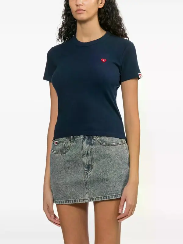 AAPE BY *A BATHING APE Apee™ A Bathing Ape® Heart Logo Patch Crewneck T-shirt - Blue