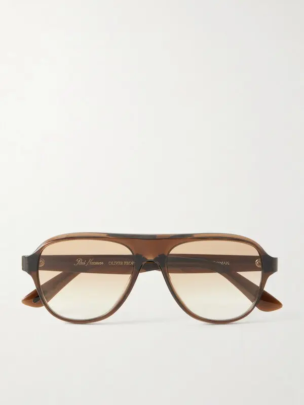 Oliver Spencer Aviator-style Acetate Sunglasses - Brown