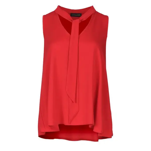 CONQUISTA Sleeveless Tie Detail Top - Red