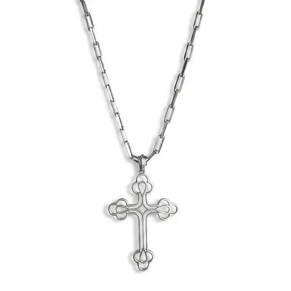 LENI JAMES The Maxi Billie Cross Necklace - Silver