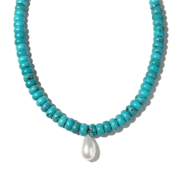 LENI JAMES Livia Turquoise And Pearl Necklace - Blue