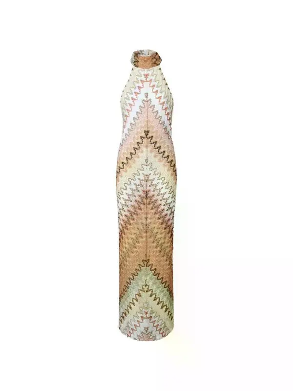 Missoni Halterneck Zig-zag Maxi Dress - Neutrals