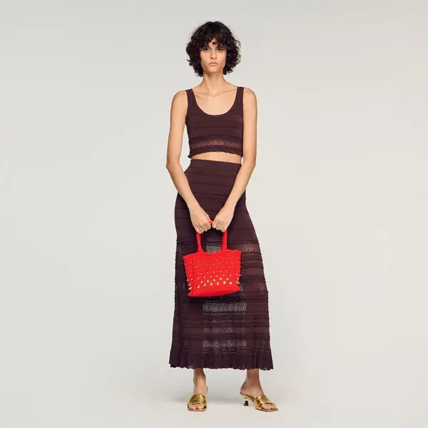 Sandro Studded Crochet Bag