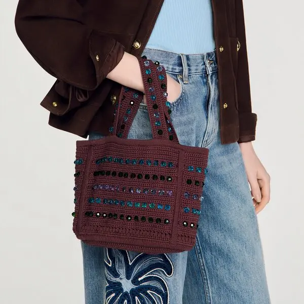 Sandro Beaded Crochet Bag