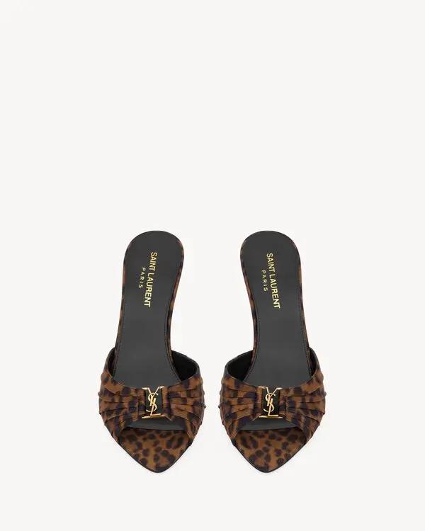 Saint Laurent Babylone Mules In Grosgrain - Leopard
