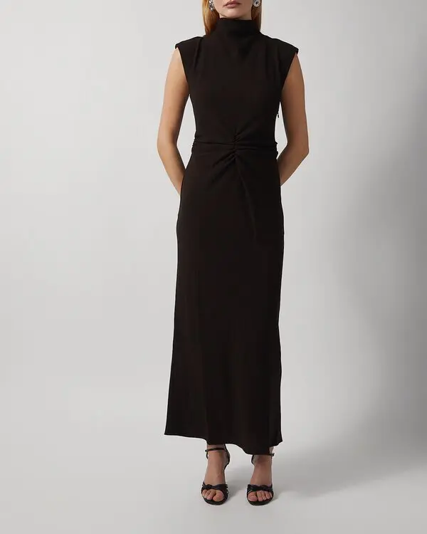 ROTATE BY BIRGER CHRISTENSEN Sleeveless High Neck Gathered Midi Dress