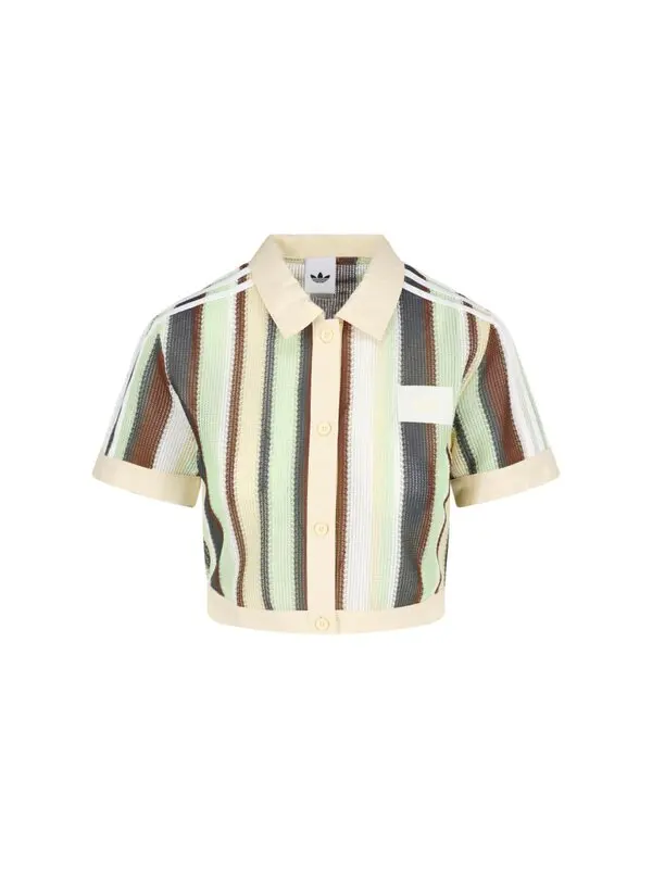 Adidas Crop Polo With Vertical Stripes