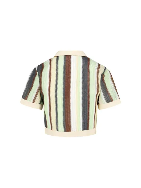 Adidas Crop Polo With Vertical Stripes