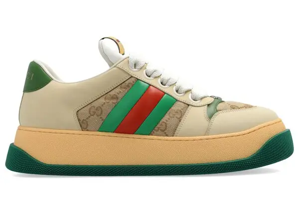 Gucci Screener Gg Motif Sneakers - Beige/ebony/green