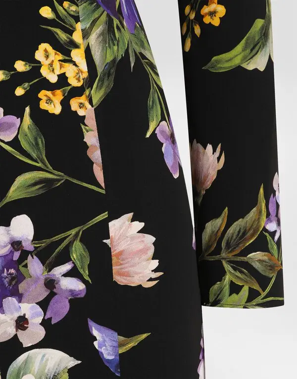 Dolce & Gabbana Charmeuse Floral Print Long Sleeve Dress