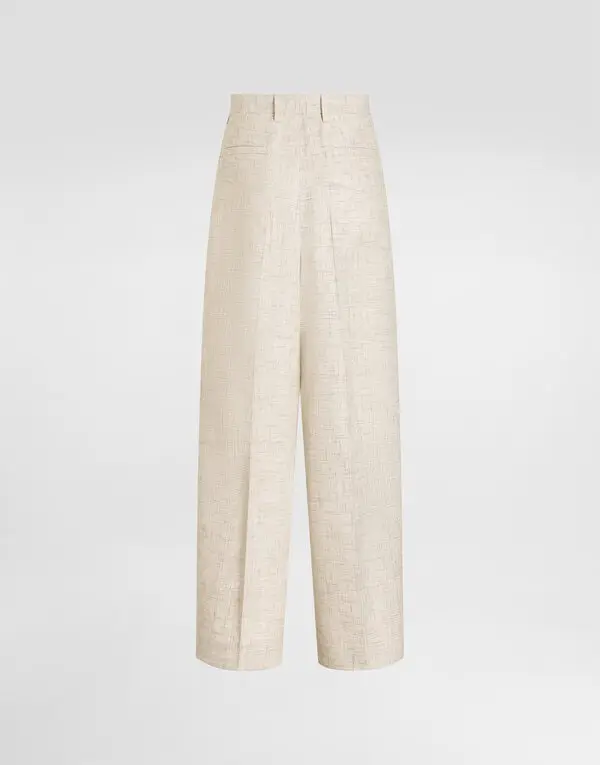 Dolce & Gabbana Tweed-effect Linen And Viscose Trousers - Multicolor