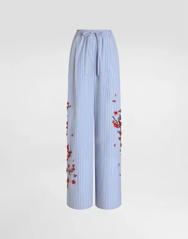 Dolce & Gabbana Embroidered Poplin Trousers - Multicolor